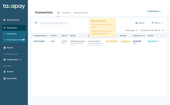 How do I request a refund from my dashboard?